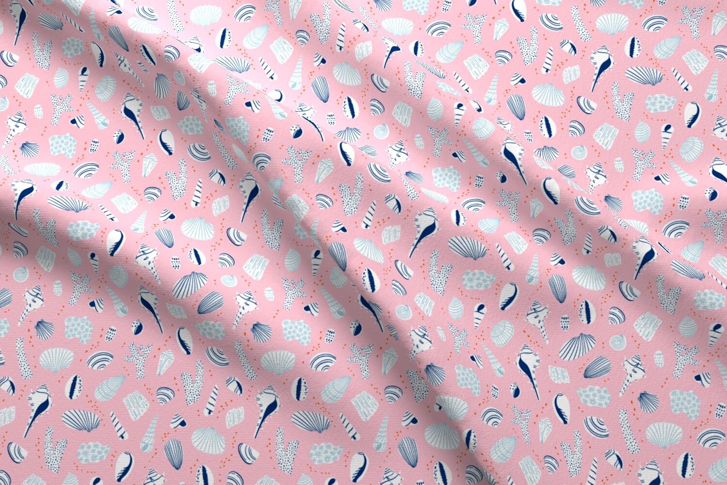 Pink Sea Shells Fabric Shells By Stolenpencil Modern | Etsy