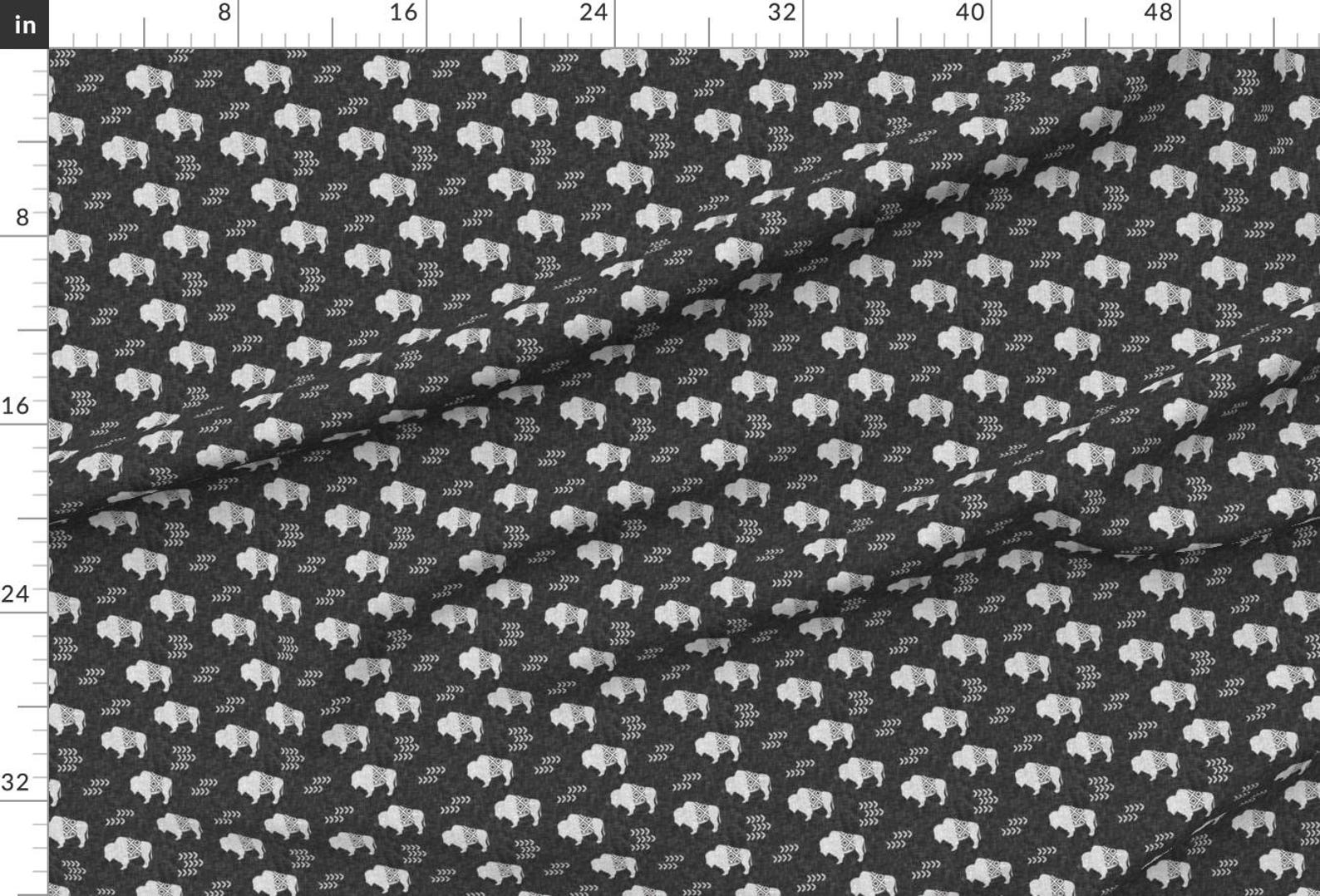 Gray Fabric - (small Scale) Buffalo Aztec on Dark Gray Linen by ...