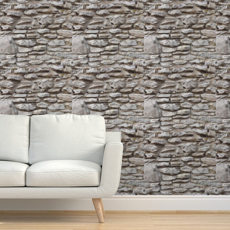 Stone Wallpaper Stone Textured Walled by Peacoquettedesigns - Etsy