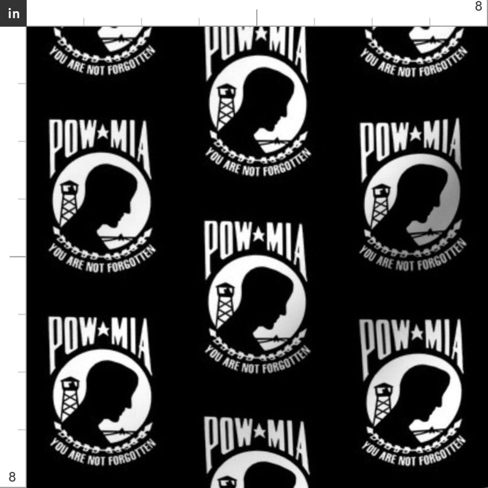 P.O.W. Fabric POW/MIA Emblem // Medium by Thinlinetextiles - Etsy