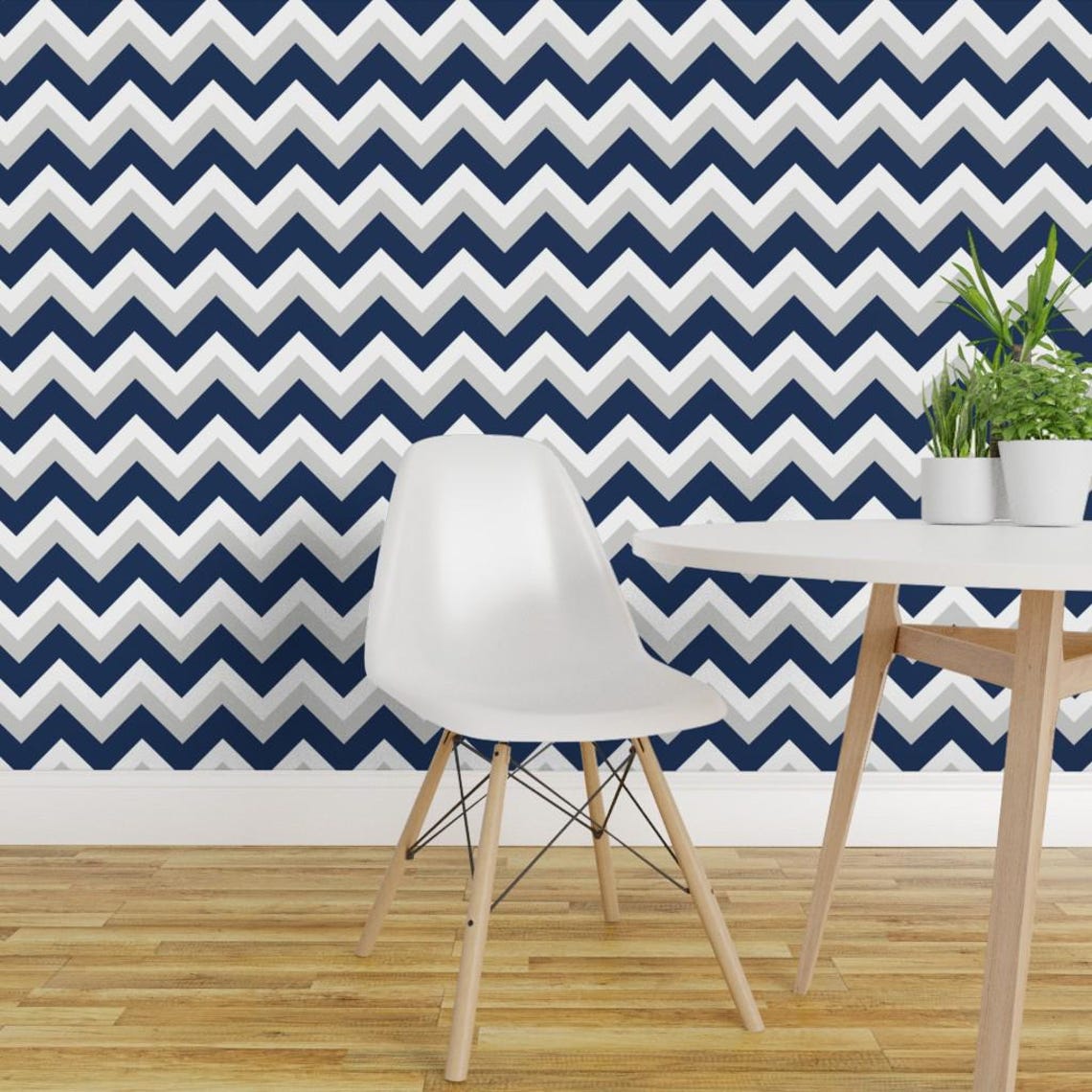 Chevron Wallpaper - Choppy Sea by Fleamarkettrixie - Boy Nursery Beach ...