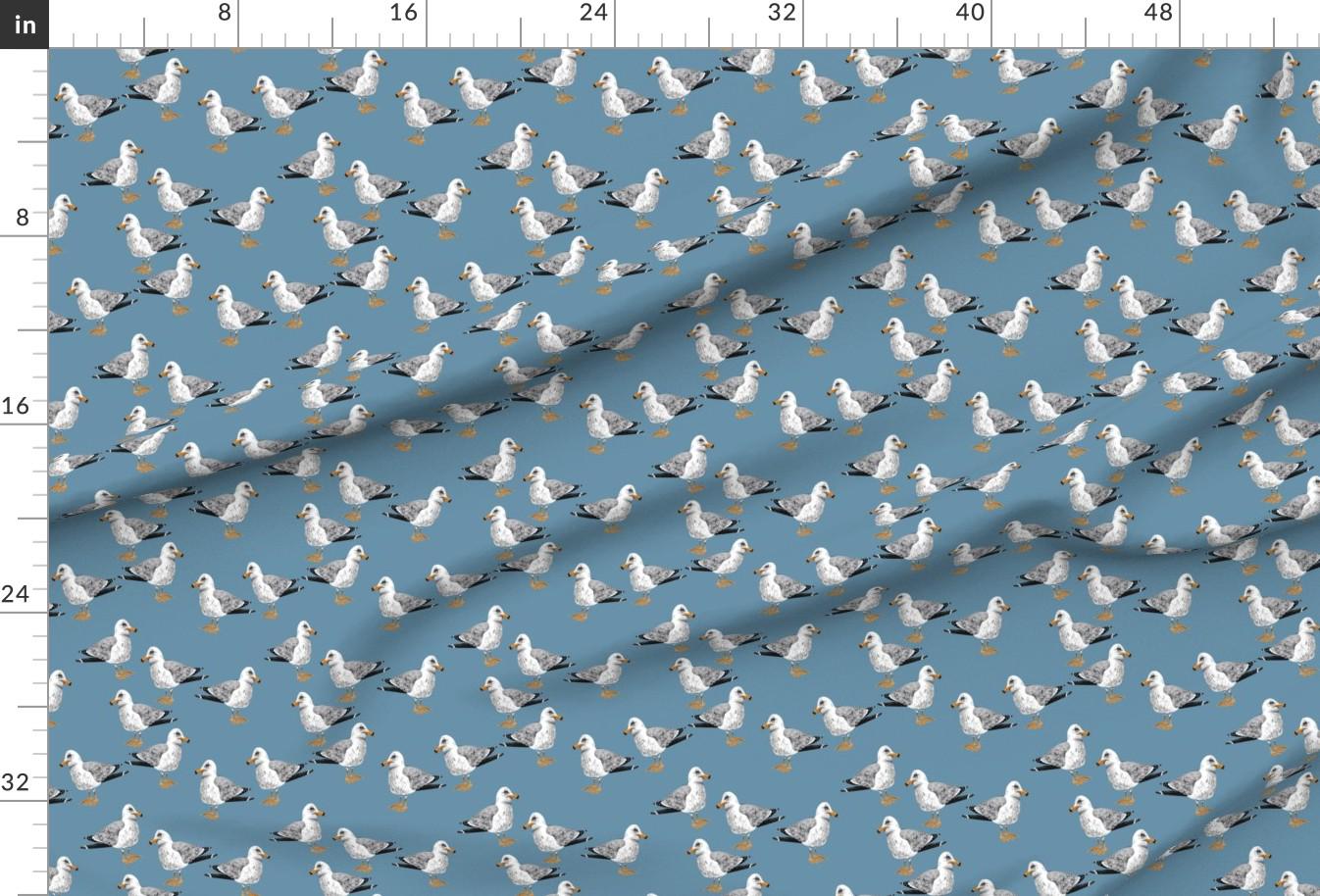 Seagull Fabric - Seagulls by Taraput - Seagull Beach Birds Blue White ...