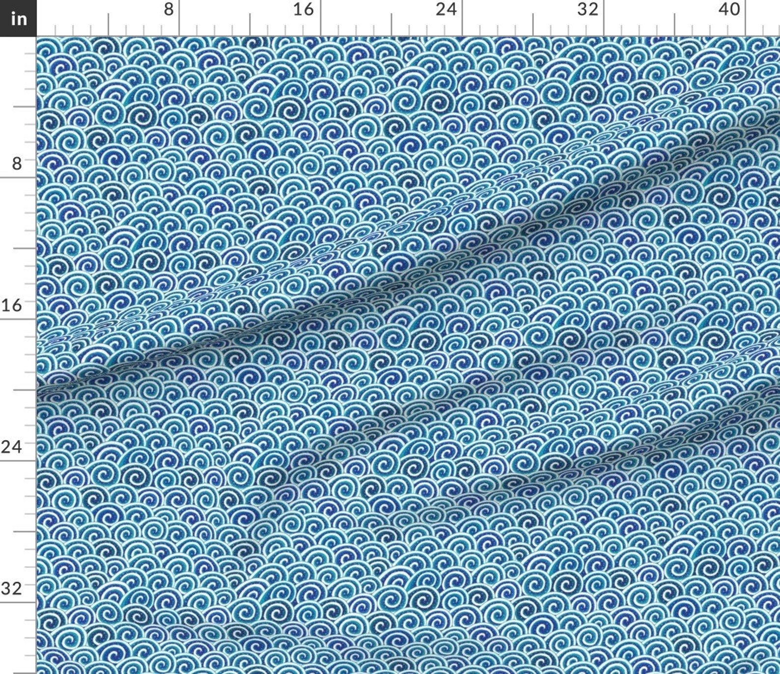 Waves Fabric Waves of Waves by Sandityche Waves Blue Swirl - Etsy