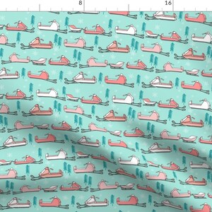 Snowmobiles Fabric Vintage Snowmobile Illustration Winter - Etsy