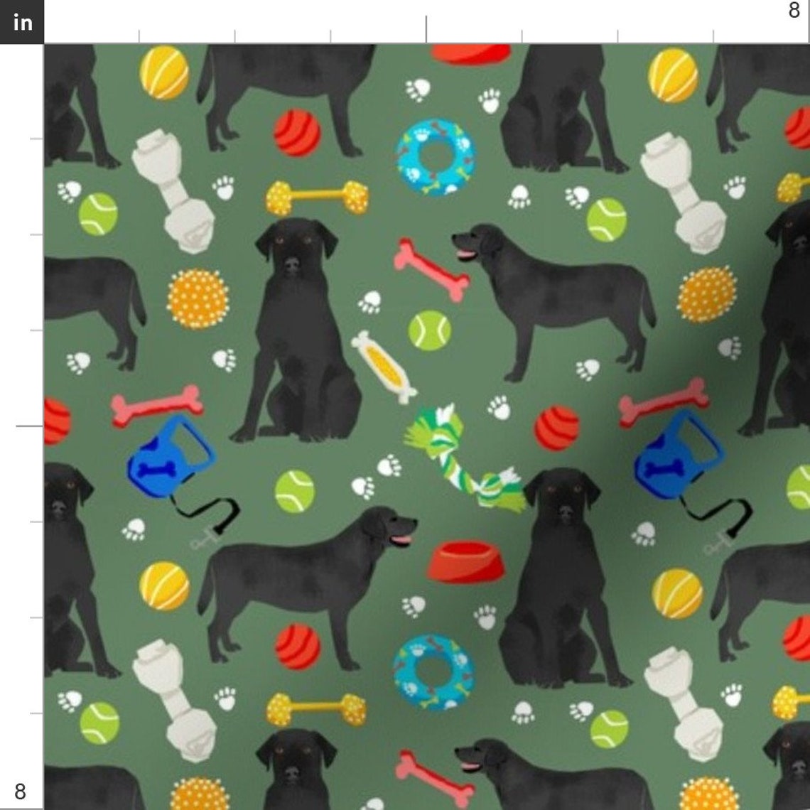 Labrador Fabric Black Lab Dog Fabric Cute Labrador and Toys - Etsy
