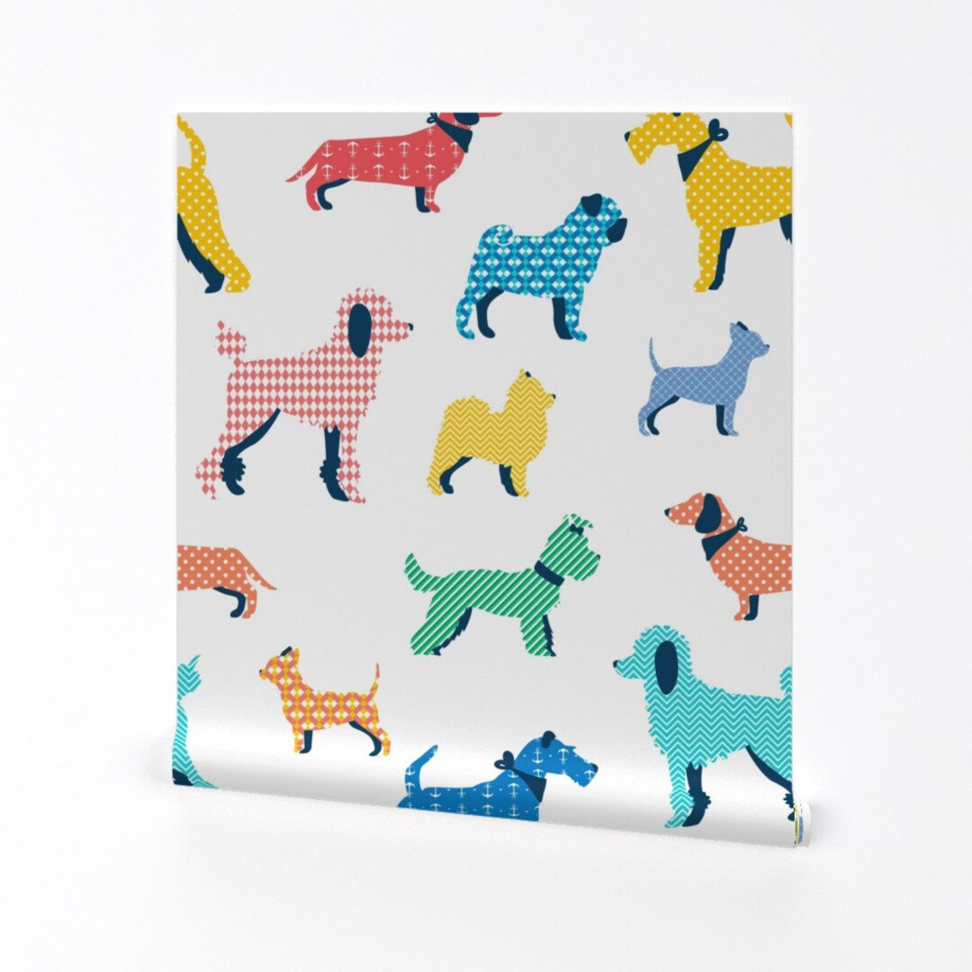 Dog Wallpaper Patterned Dogs Vibrant Big by Ewa Brzozowska Dog Custom ...