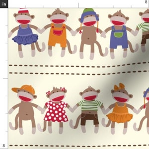 Sock Monkey Fabric Sock Monkey Manners Stripe by Bzbdesigner Kids ...