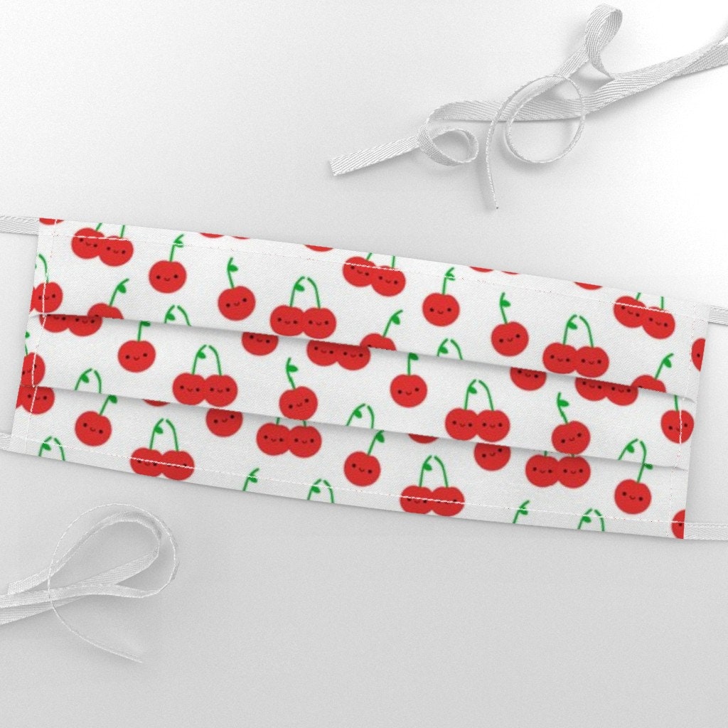 Cherry Cutie Fabric Cheery Cherries by Clayvision Kawaii | Etsy