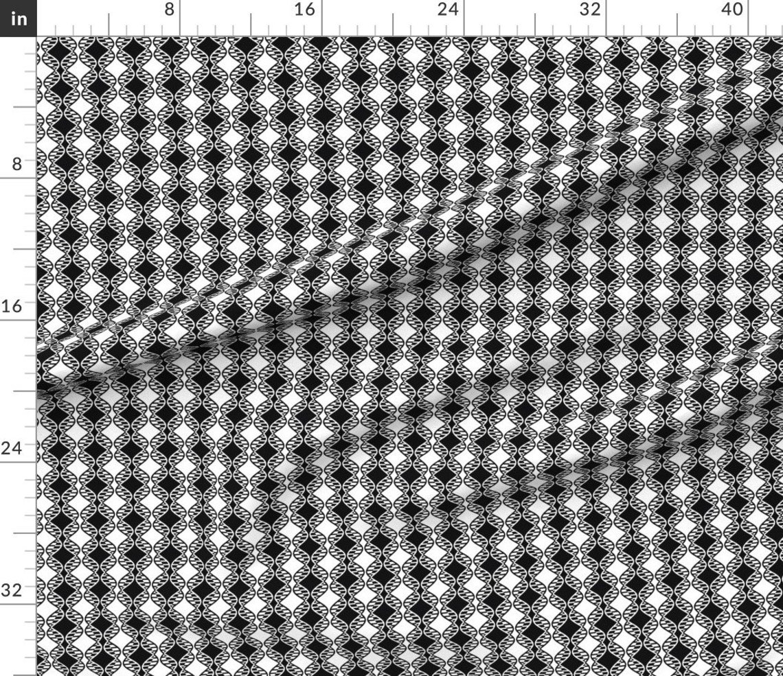 Science Fabric Dna Strands by Sef DNA Black and White | Etsy