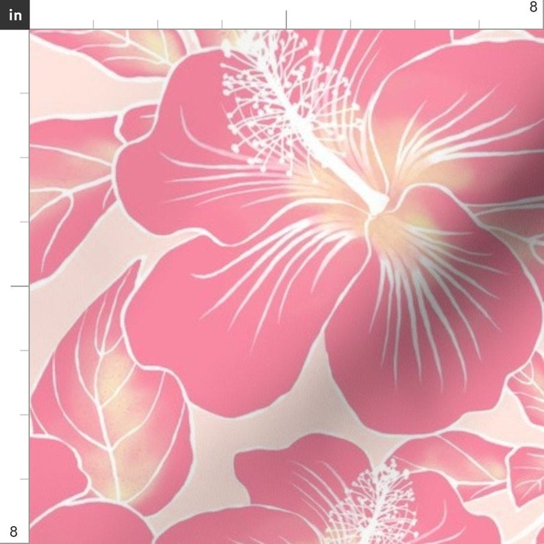 Pink Tropical Hibiscus Fabric Hibiscus Batik Peach 200 by | Etsy