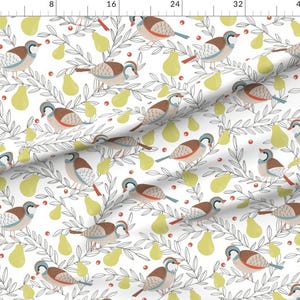 Christmas Partridge Fabric in A Pear Tree by Shelbyallison Partridge ...