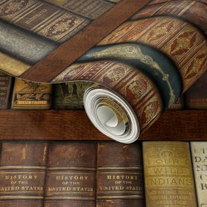 Vintage Library Wallpaper - Instant Bookcase by Peacoquettedesigns ...