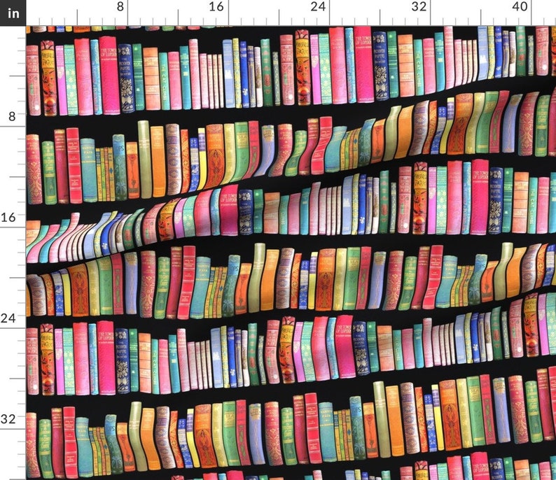 Vintage Library Fabric Antique Books Vintage Bookshelf / - Etsy