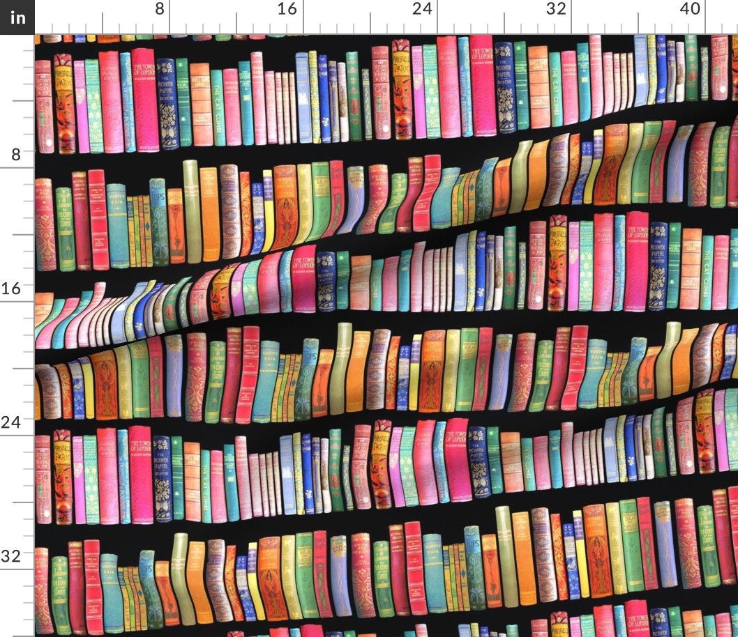 Vintage Library Fabric Antique Books Vintage Bookshelf / - Etsy