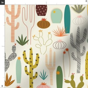 Mod Cactus Fabric Mod Desert Garden by Katerhees Beige - Etsy