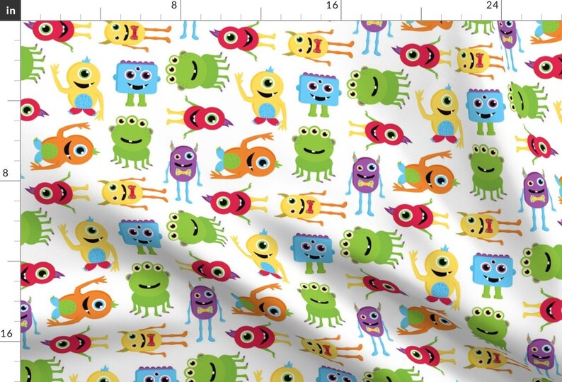 Monster Fabric Cute Little Monsters By Jannasalak Monster | Etsy
