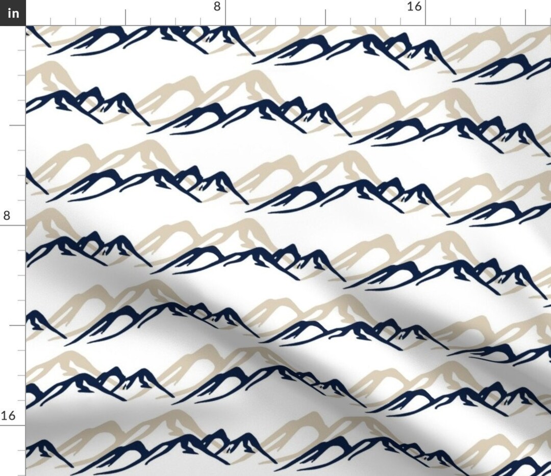 Mountains Fabric Mountains in Navy and Taupe by Sproutz Mountain ...