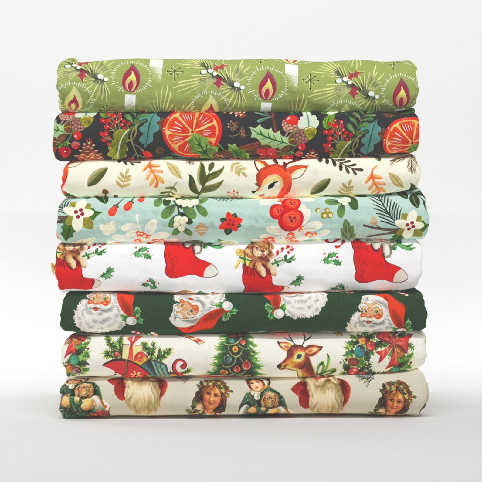 Christmas Cotton Fat Quarters - Vintage Classic Winter Nostalgic ...