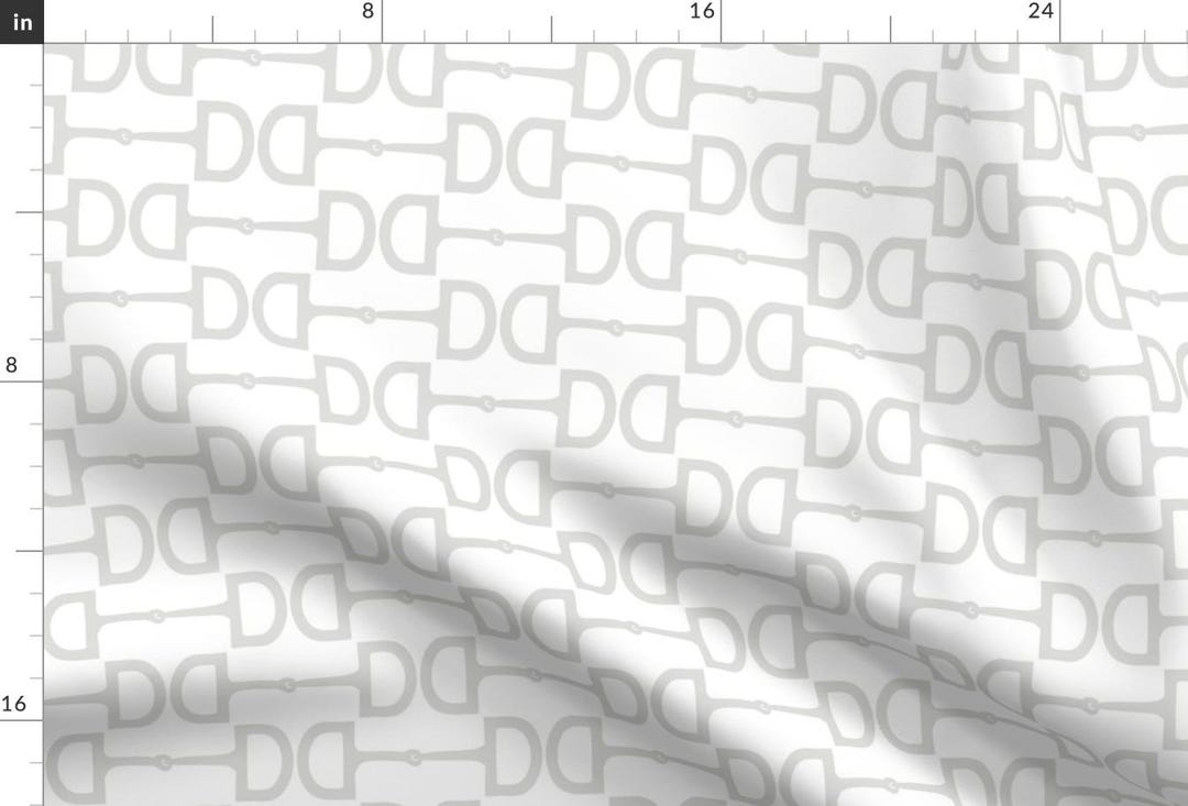 Equestrian Fabric - Snaffle Bits Grey Horse Riding Tack English Western ...