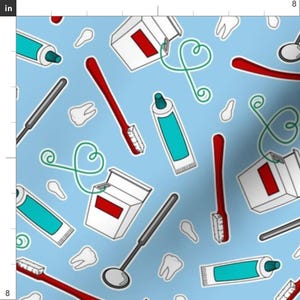 Dental Fabric - Cute Dentist Dental Hygienist Blue by Jannasalak ...