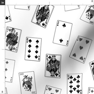 Playing Cards Fabric - Scattered Playing Cards Greyscale by Thin Line ...