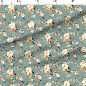 Bohemian Roses Fabric Western Autumn Dry Green by Shopcabin Boho ...
