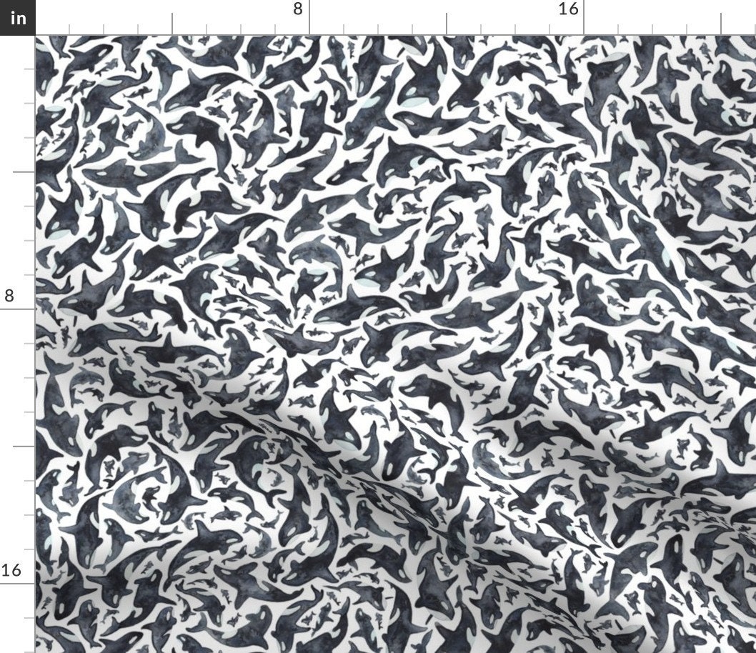 Orca Fabric Orca Killer Whale Pattern by Elena O'neill | Etsy