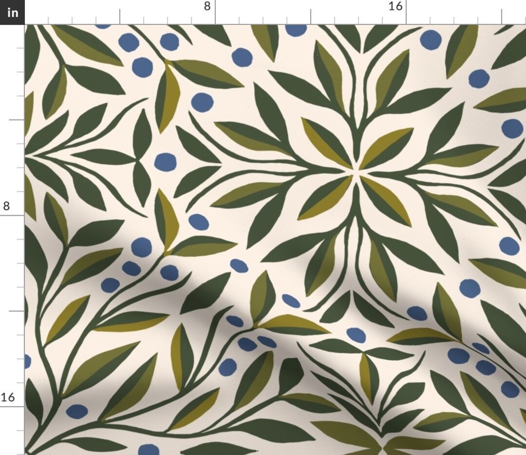 Green Floral Vines Fabric French Vines by Annaaho Floral Botanical ...