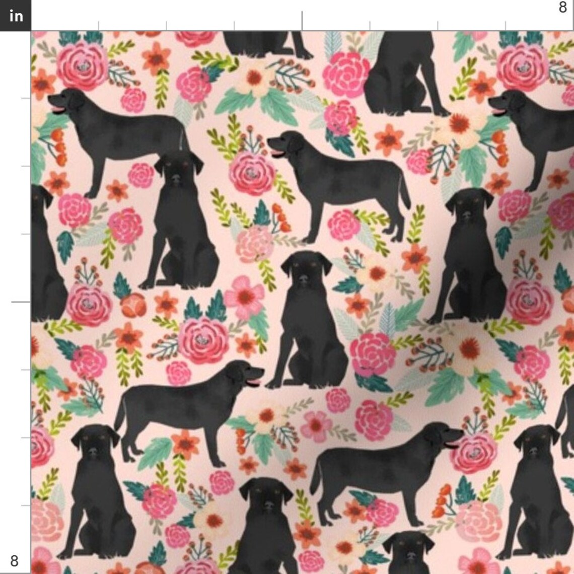 Floral Black Lab Fabric Black Lab Florals Fabric by - Etsy