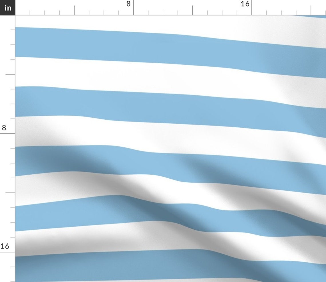 Preppy Stripes Fabric Sky Blue Wide Stripes by Sweetzoeshop - Etsy