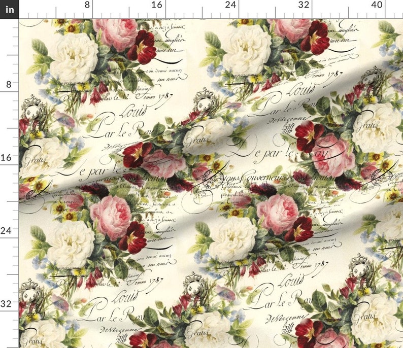 Vintage Roses Fabric Rosey Document by Peagreengirl Shabby - Etsy