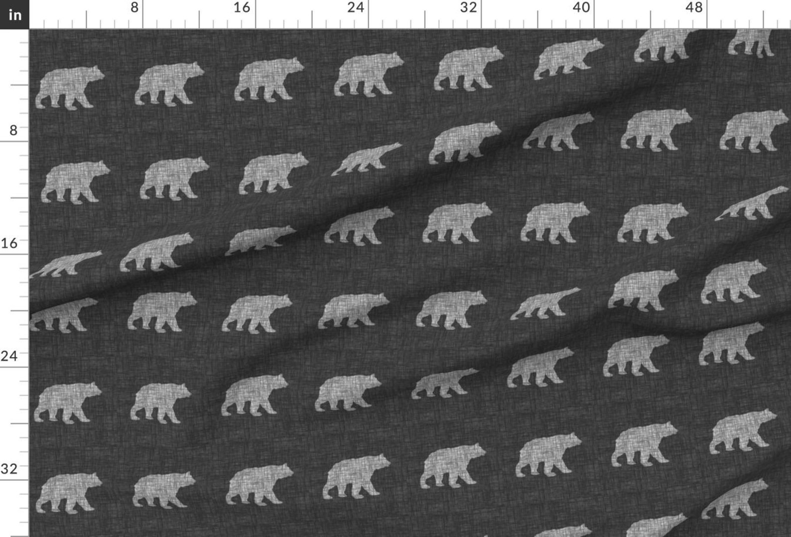 Bear Fabric - Small Bears 2 - Gray by Thecalvarium - Bear Woodland Gray ...