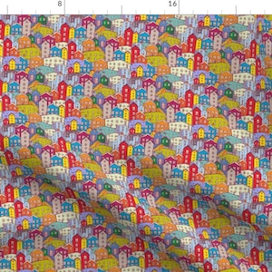 Colorful Cityscape Fabric Cityscape by Ekaterinap Modern Rainbow ...