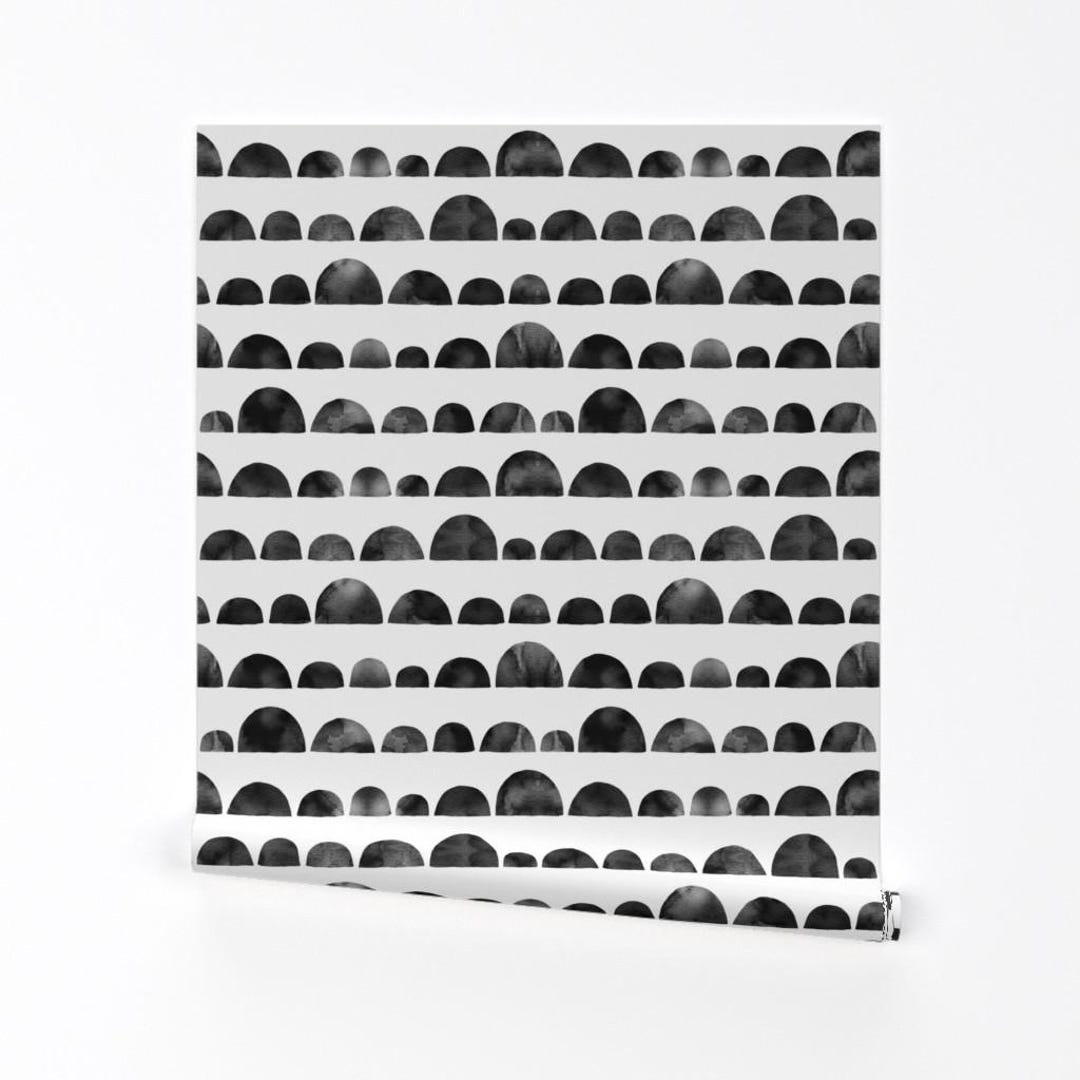 Half Circle Wallpaper- Half Circles Black Ink by Heleen Vd Thillart ...