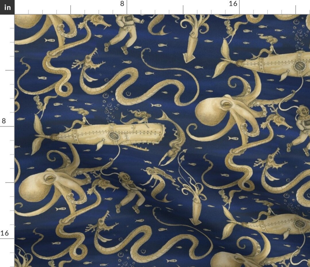 Deep Sea Divers Fabric the Deep Deep Depths by Ceanirminger - Etsy