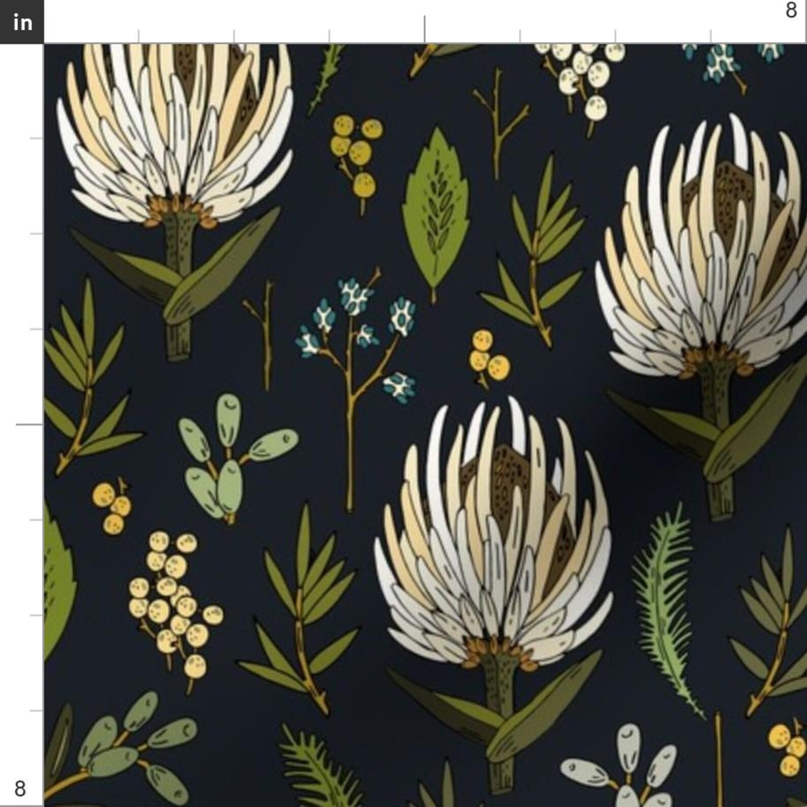 Protea Fabric - Protea Neutral by Holli Zollinger - Modern Botanical ...