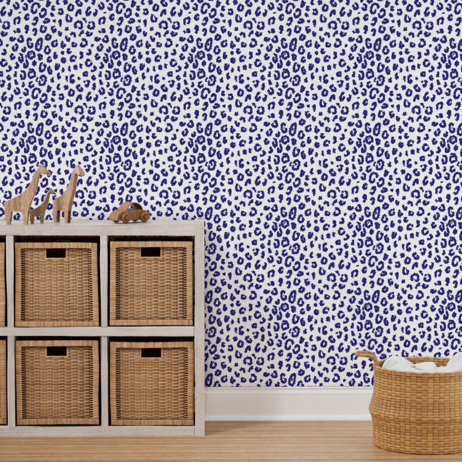 Leopard Wallpaper Summer Leopard in Blue by Domesticate - Etsy