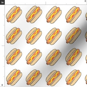 Hot Dog Fabric Tiny Hot Dogs on White by Tarareed Hot Dog Novelty Food ...