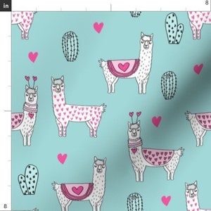Llama Fabric Llama Alpaca Valentines Day Cute Nursery Kids Love Medium ...