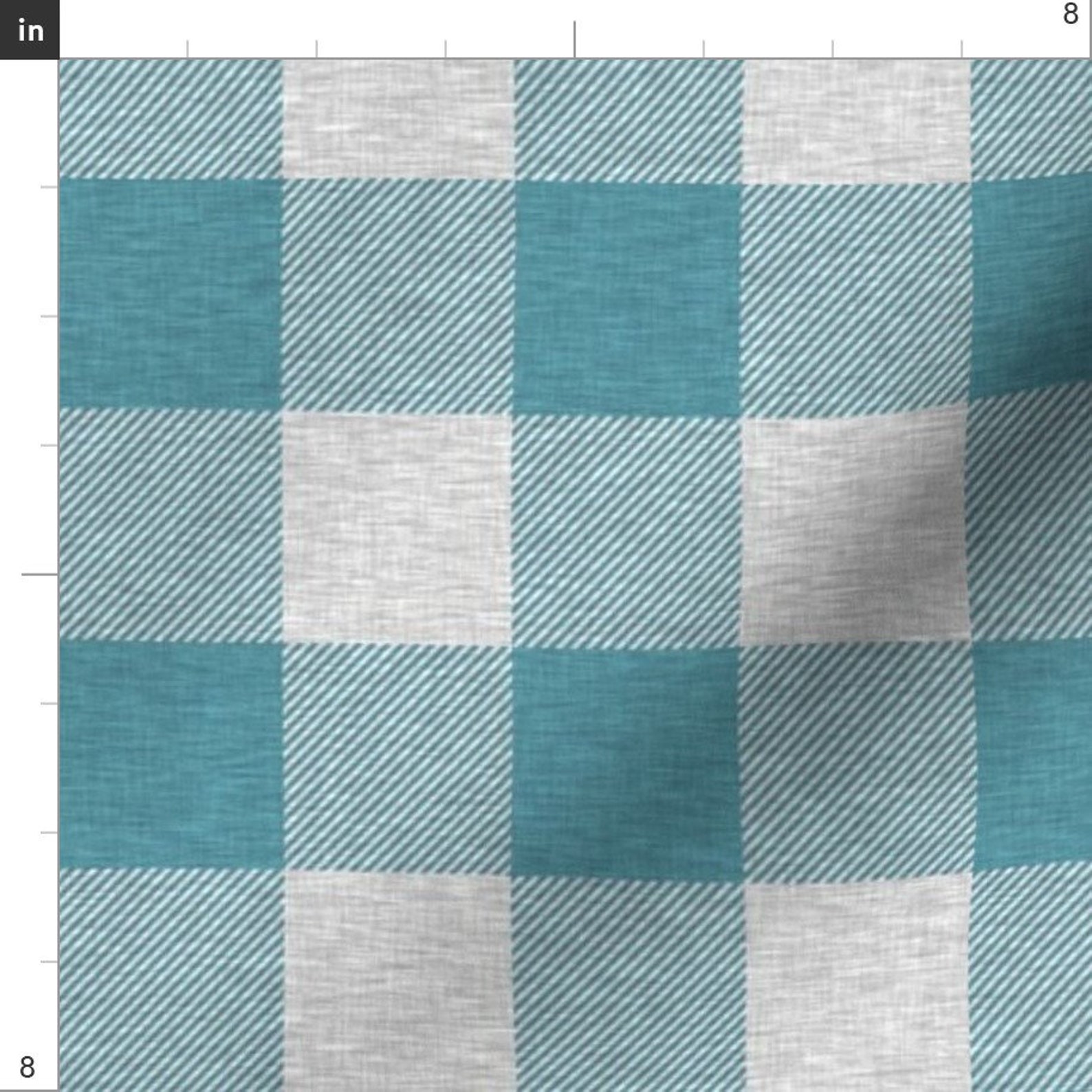Teal Plaid Fabric Teal and Light Grey Textured Buffalo Plaid | Etsy