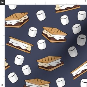 Marshmallows Fabric - S'mores & Marshmallows Blue by Littlearrowdesign ...