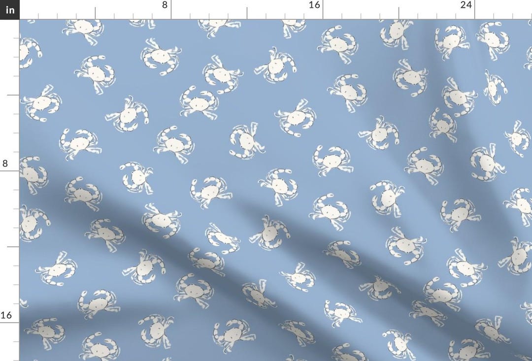 Blue Crabs Apparel Fabric - Sealife Crab by Hufton_studio - Summer ...