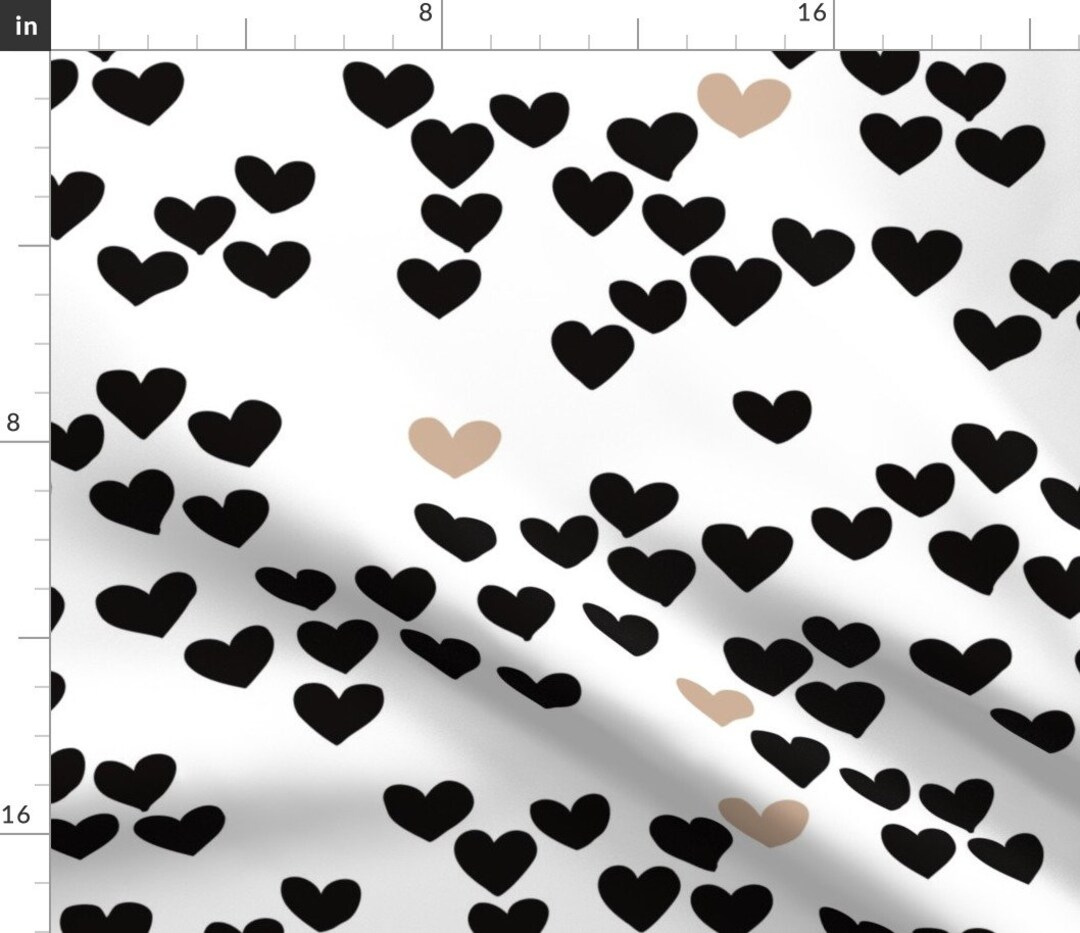 Clusters of Hearts Fabric Love Heart Scandinavian Black - Etsy