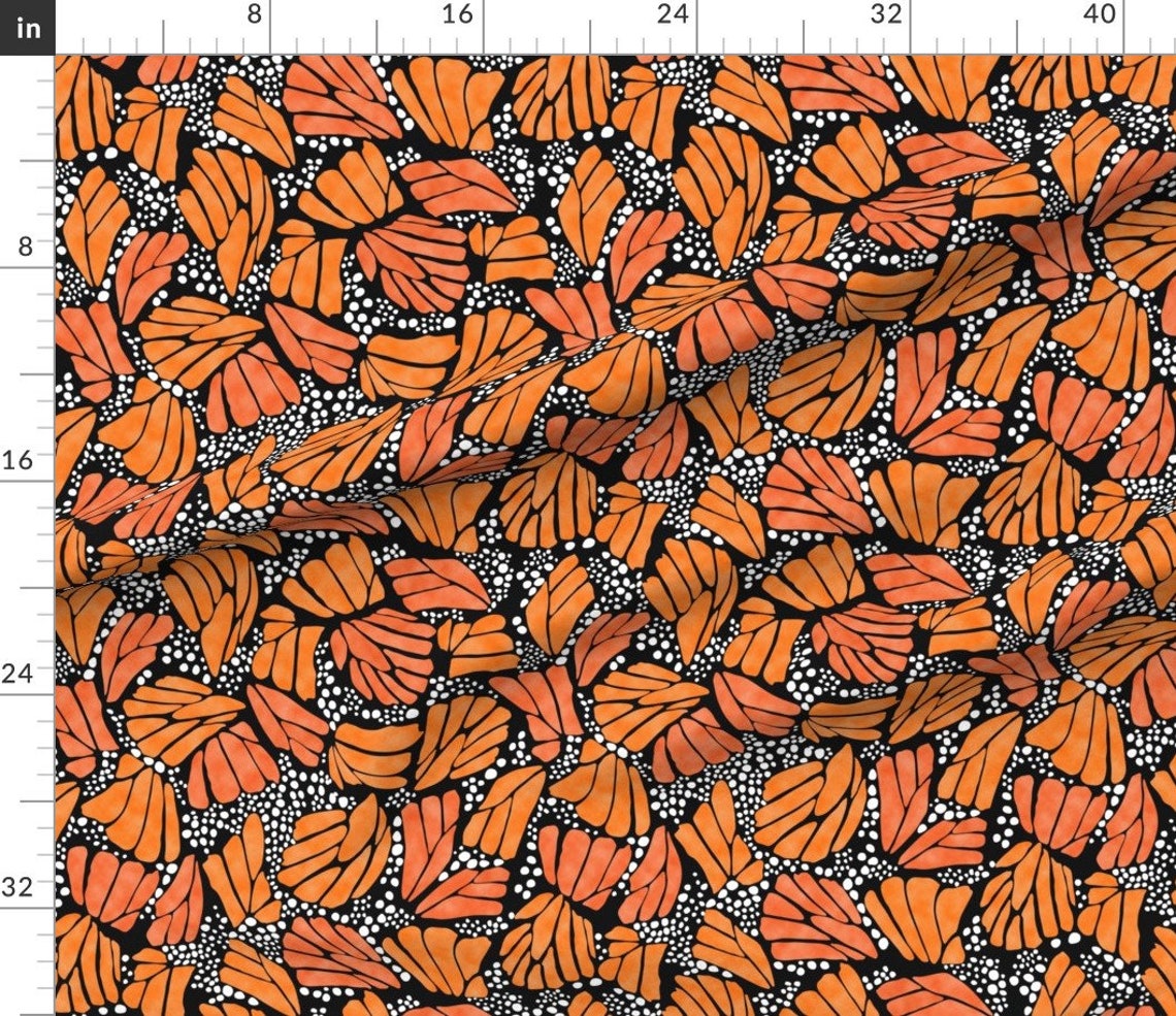 Orange Monarch Butterfly Fabric Orange Monarch Butterfly by - Etsy