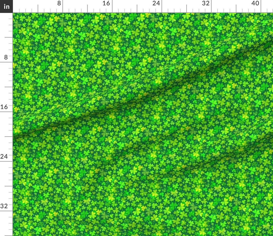 Clover Fabric Green Magic Clovers Pattern by Art of Sun | Etsy