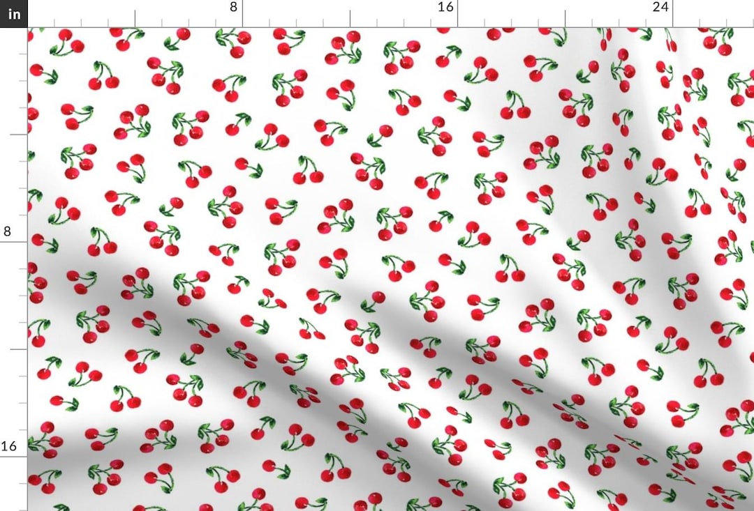 Retro Cherries Fabric - Cherry Picnic by Ileneavery - Retro Red, White ...