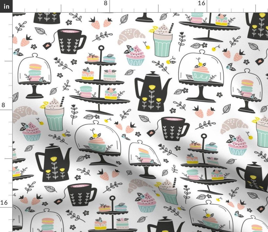 Pastel Cafe Fabric Nordic Coffee House Meets French Cafe by Bamokreativ ...