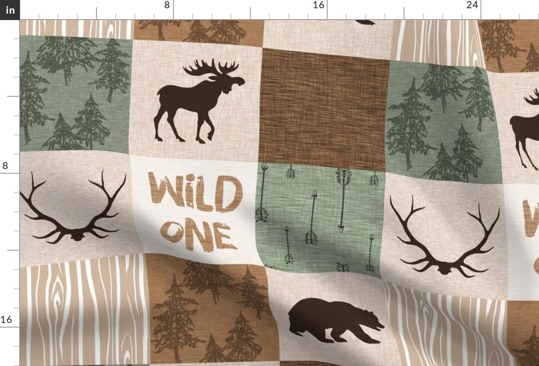 Hunting Fabric - Wild One Quilt Bear Moose Deer Antlers by ...