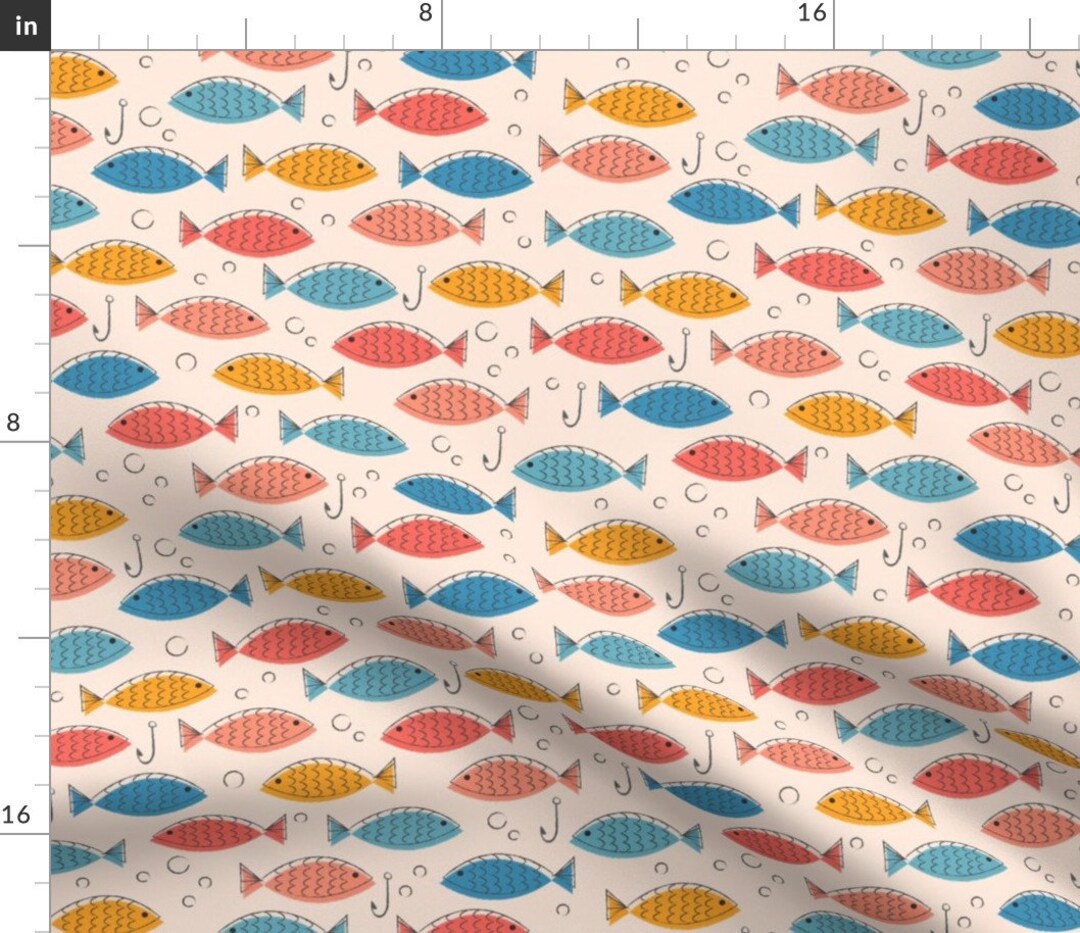 Fish Fabric One Fish Two Fish by Megdig Design Marine Animals Ocean Sea ...