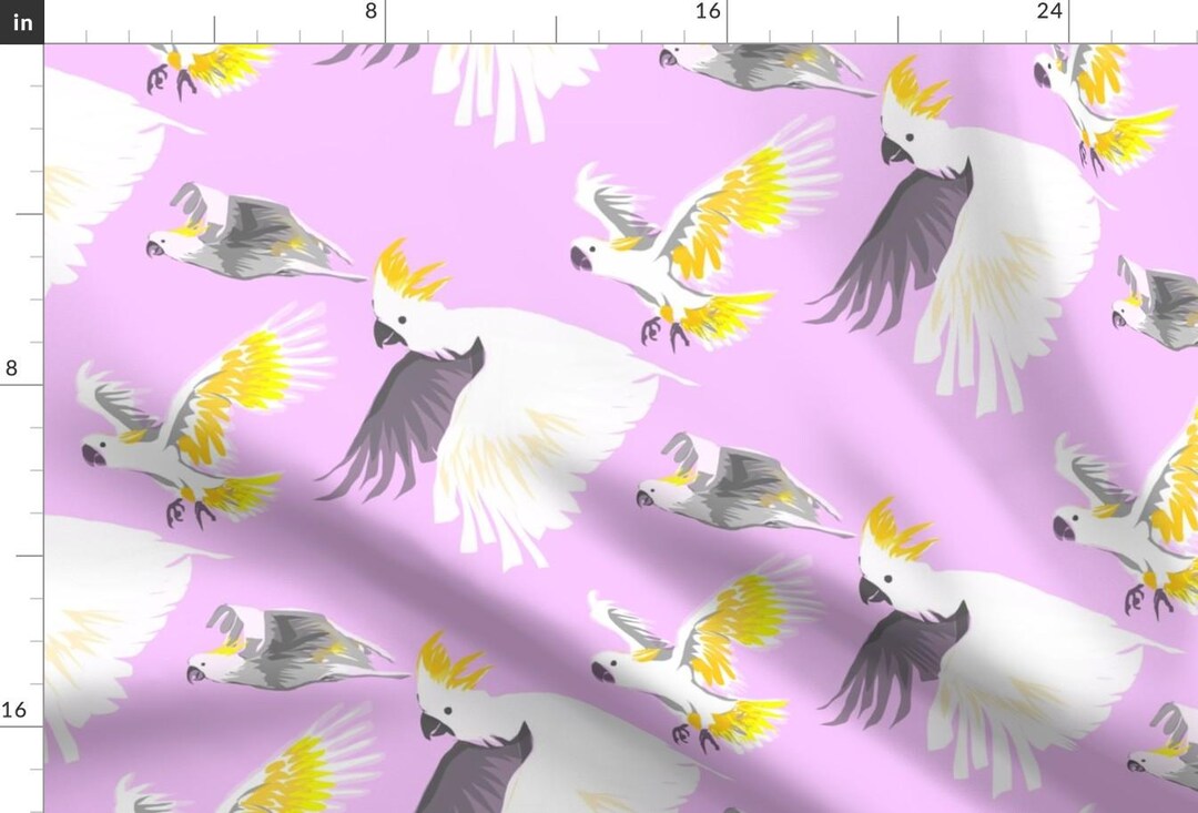 Cockatoo Fabric - Cockatoos on Pink by Abbieuproot - Cockatoo Bird ...